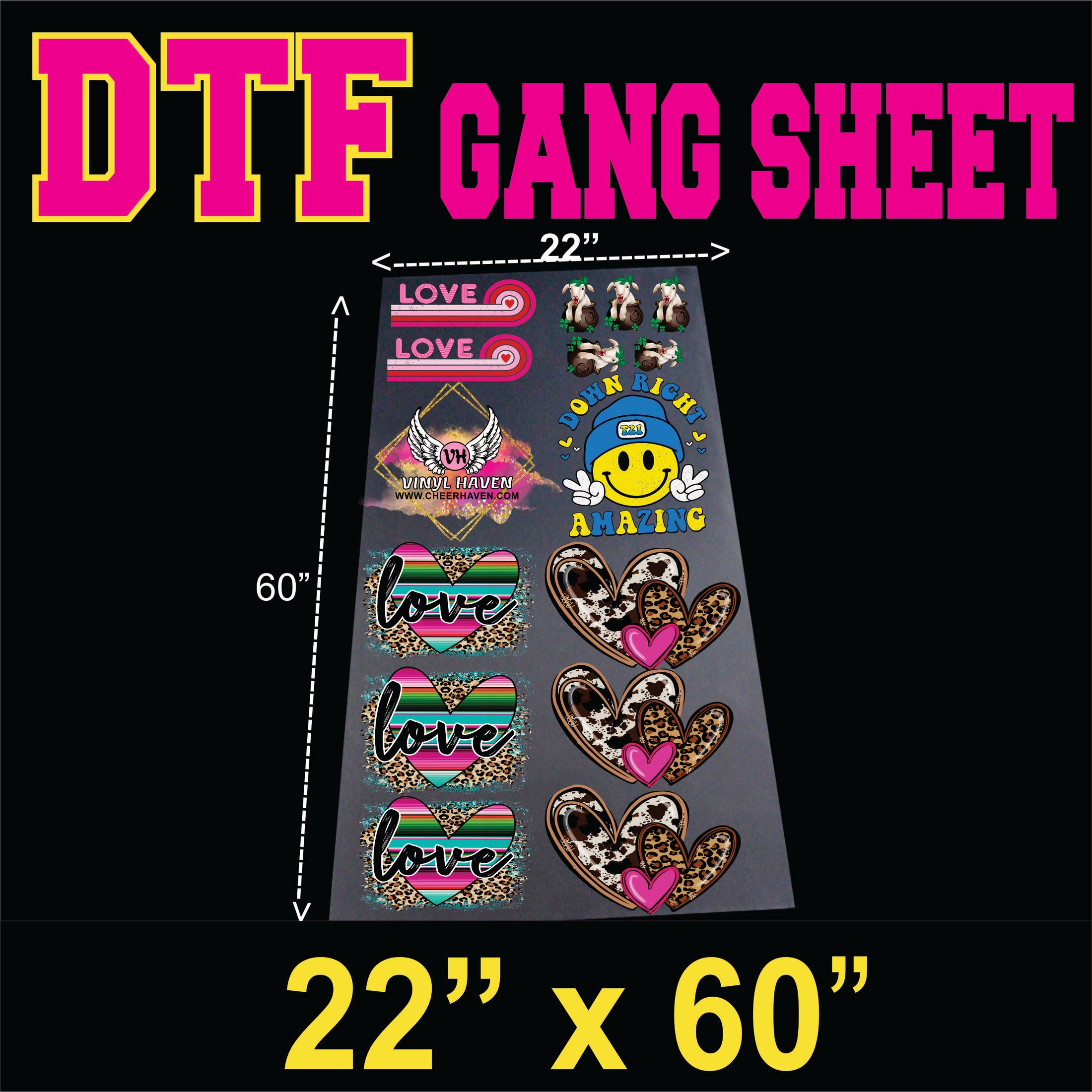 DTF Custom Transfers GANG SHEET (Roll) 22" x 60" – DTF Xpress Transfers ...